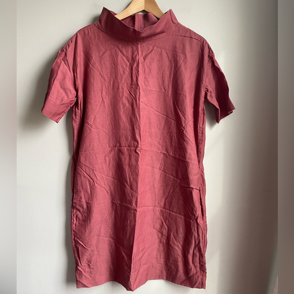 Cos Folded Drape Collar Dress - Gem